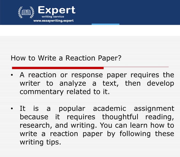 Reaction Paper Writing Service Expert Writers
